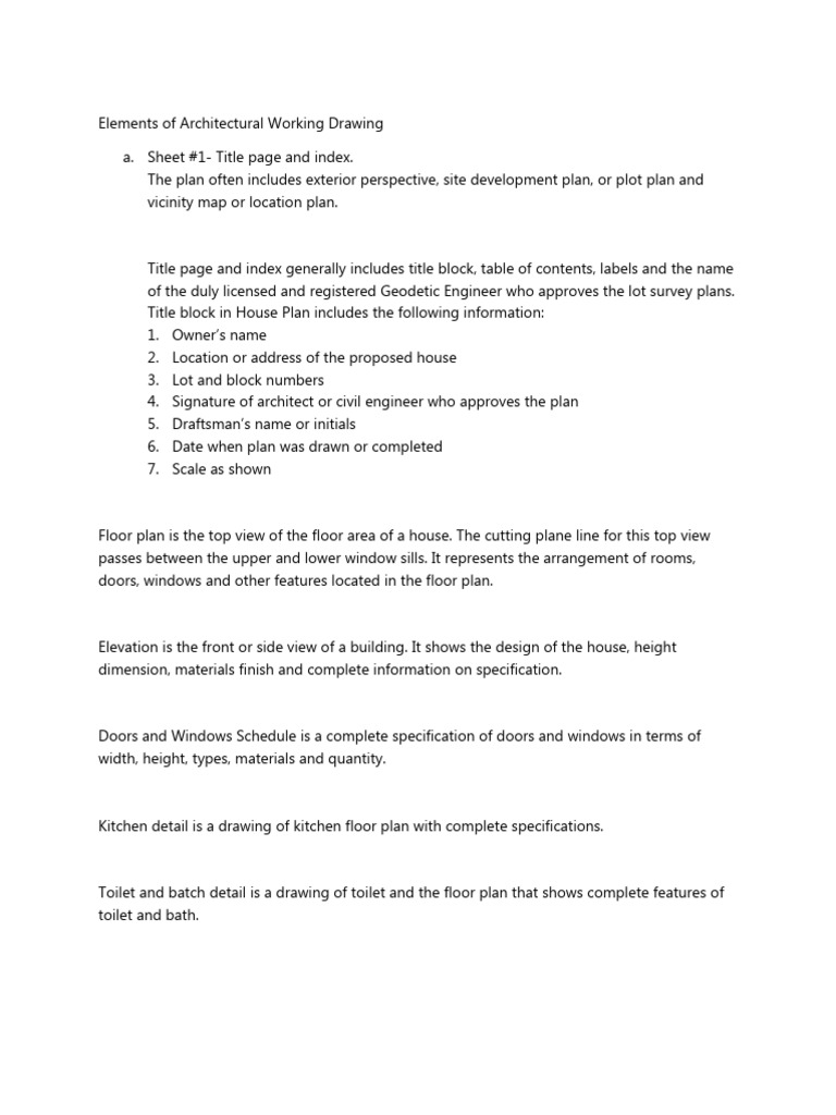 Elements of Architectural Working Drawing | PDF | Buildings And ...