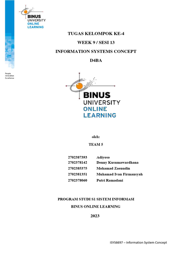 2311 Isys6697035 D4ba TK4-W9-S13-R0 Team5 | PDF | Bisnis