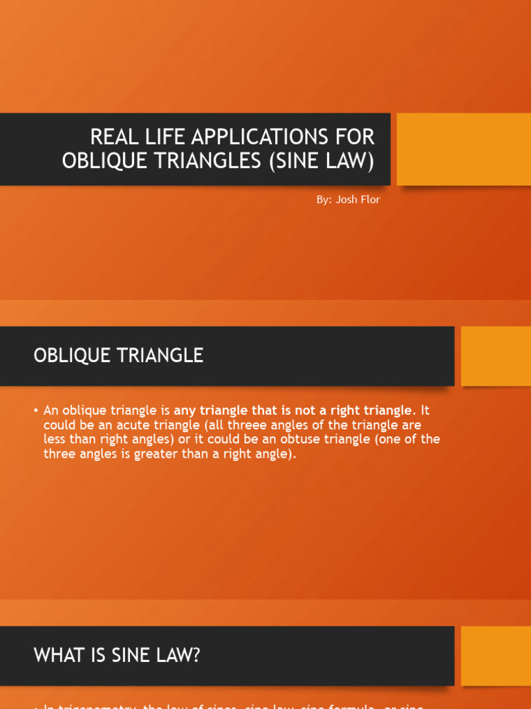 Real-Life Uses of Sine Law in Triangles | PDF