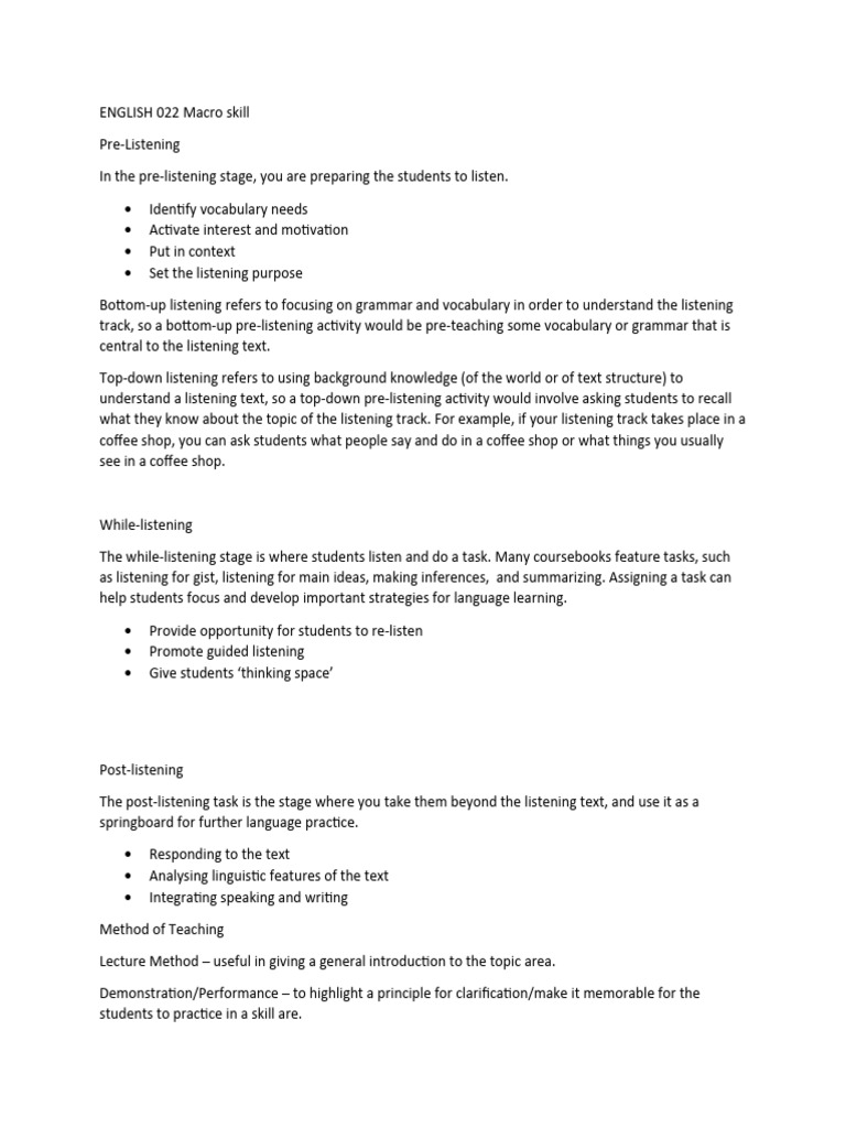 ENGLISH 022 Macro Skill | PDF | Educational Assessment | Learning