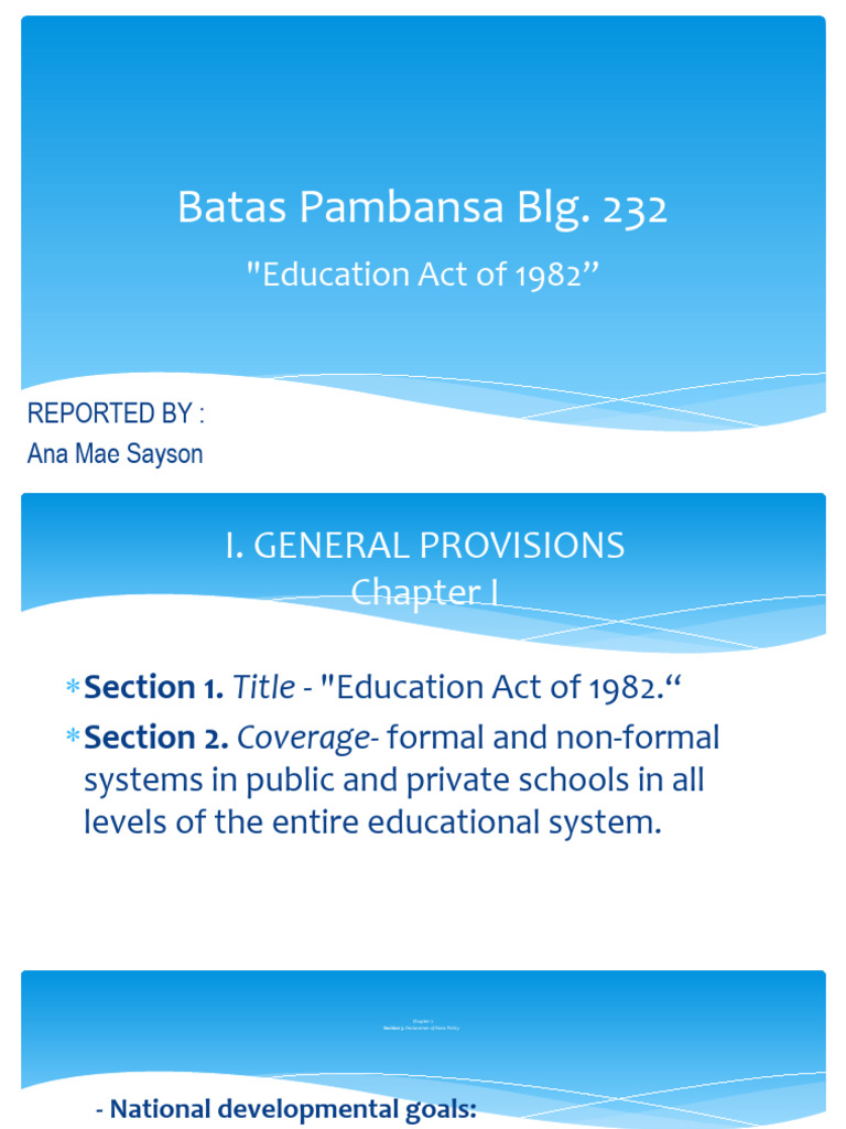 ANA MAE SAYSON - Batas Pambansa 232 | PDF | Private School | Teachers