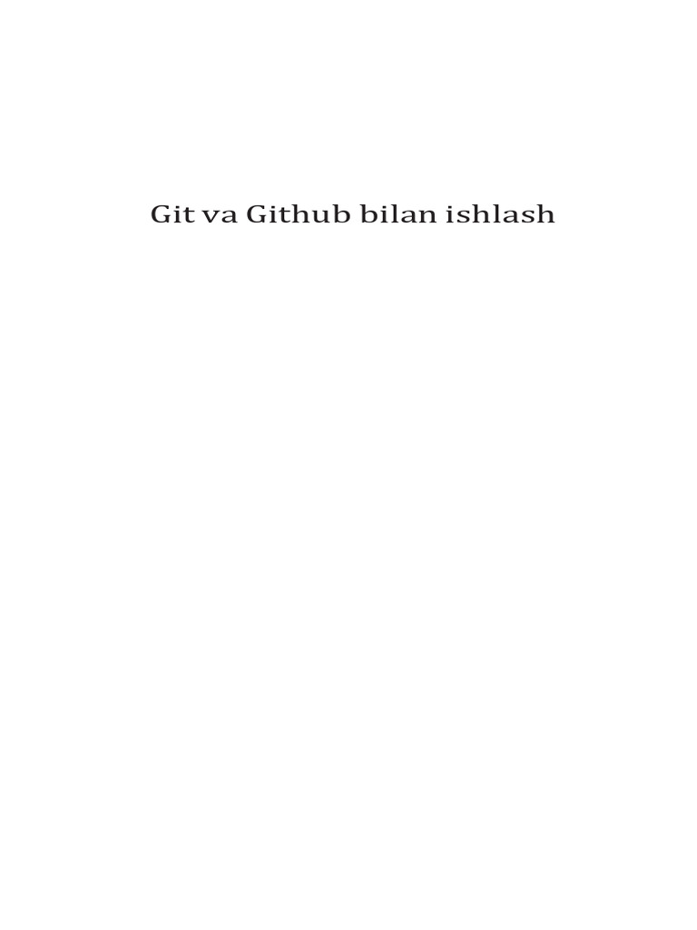 Git Va Github Bilan Ishlash | PDF