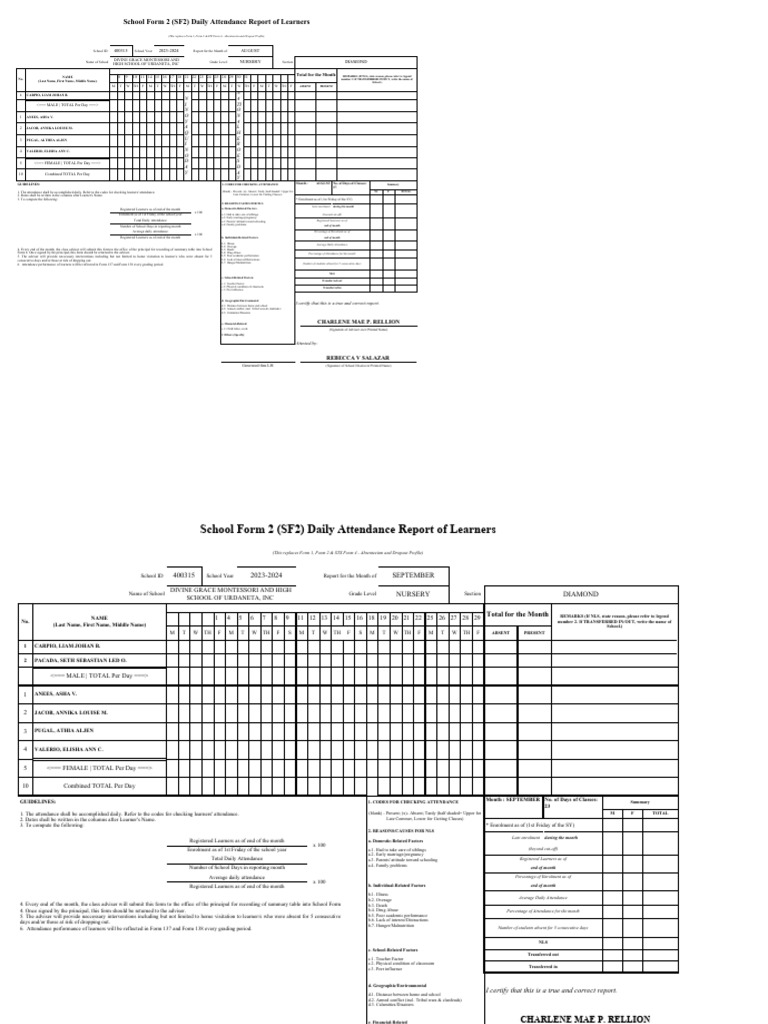SF2 2023 Nursery | PDF | Family