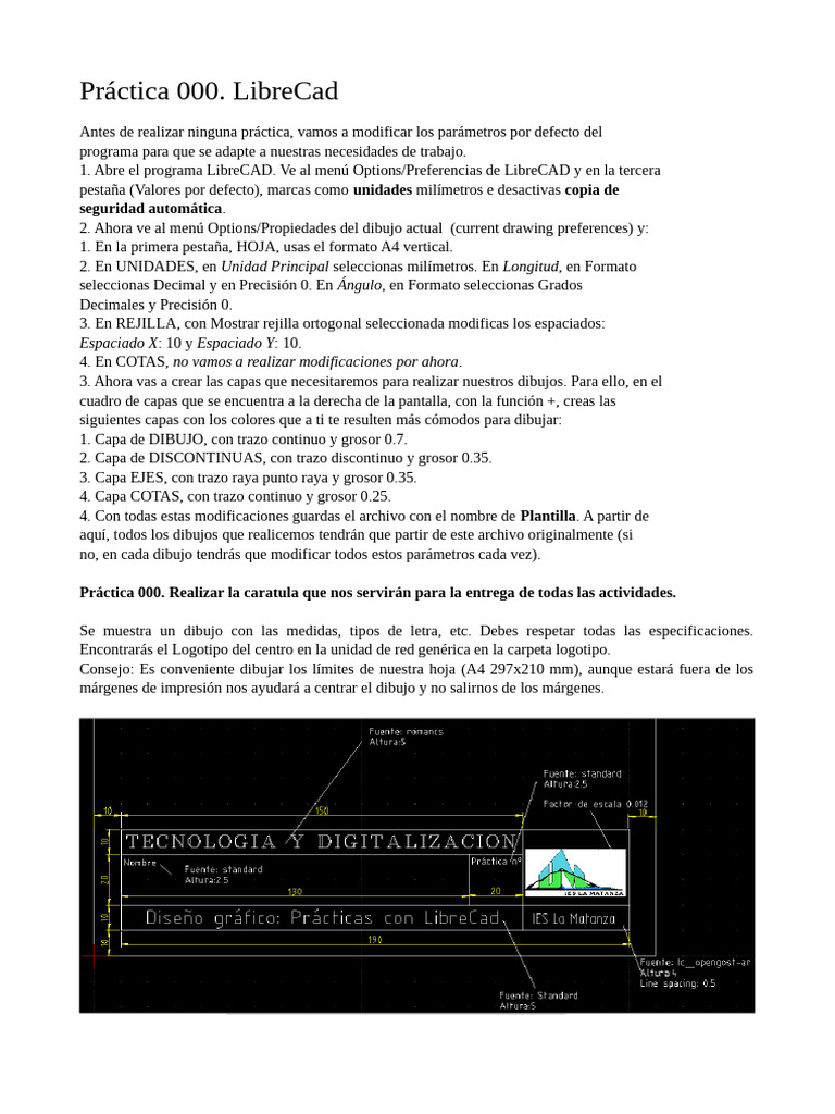 Práctica 000 LibreCad | PDF