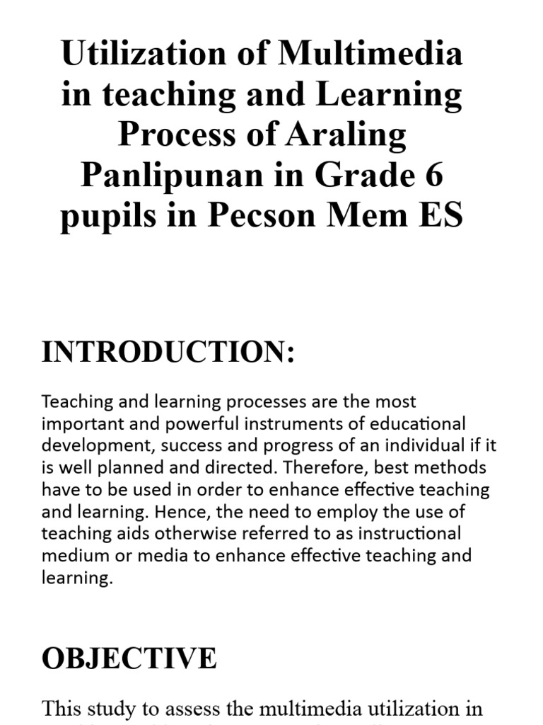 Utilization of Multimedia in Teaching and Learning Process | PDF ...