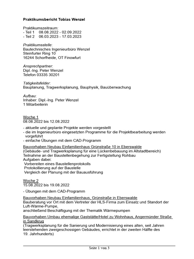 Praktikumsbericht | PDF