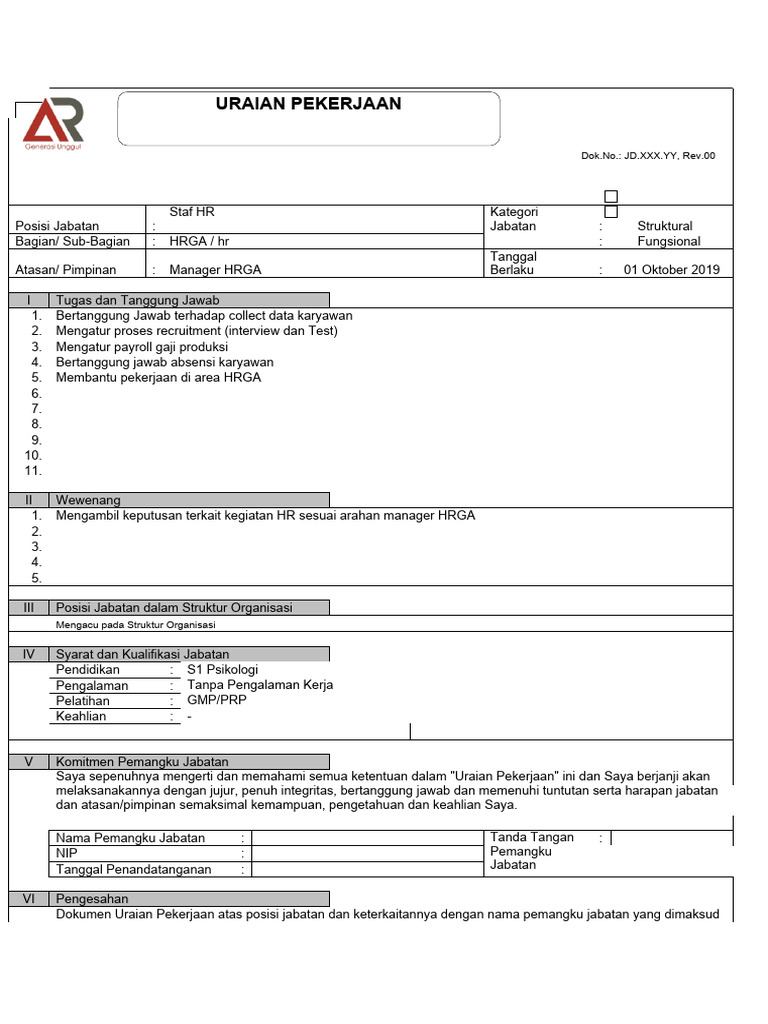 Contoh Jobdesk | PDF