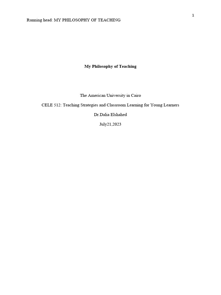 My Philosophy of Teaching | PDF | Philosophy Of Education | Learning