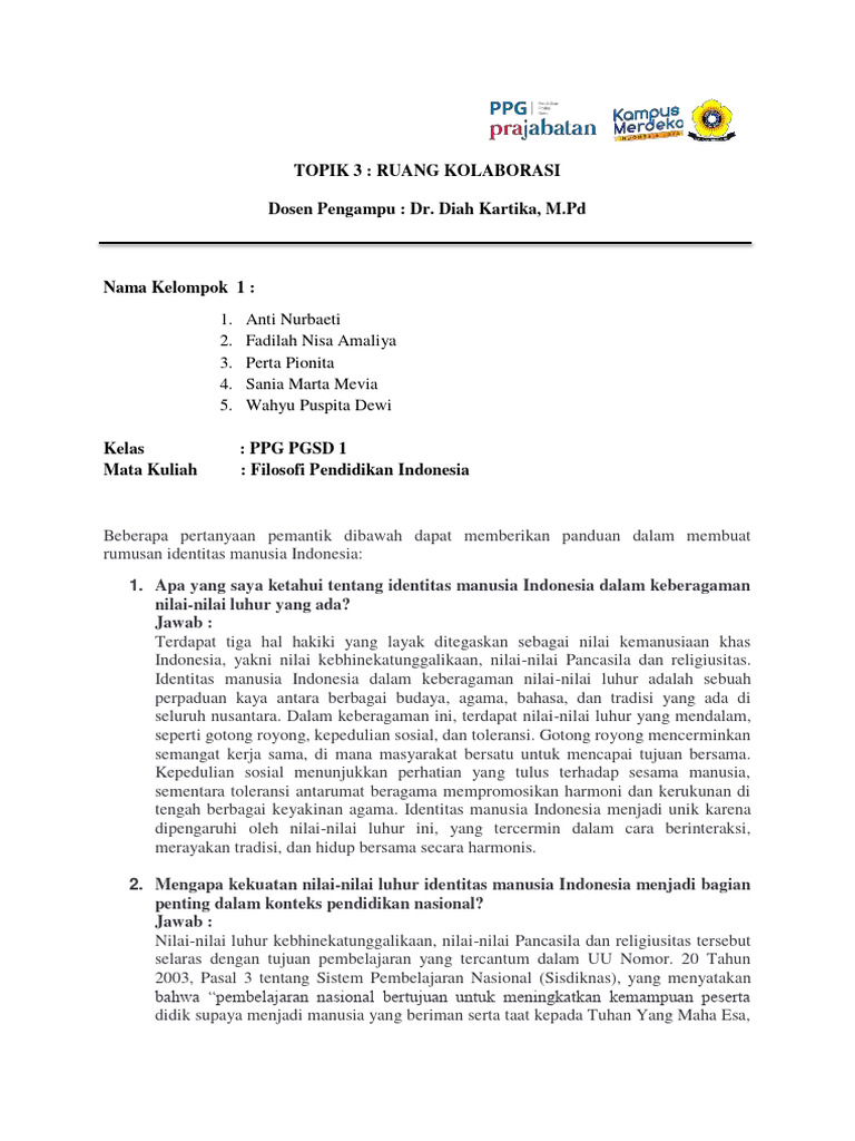 Topik 3 - Ruang Kolaborasi - Tugas Kelompok | PDF | Ilmu Sosial | Sains & Matematika