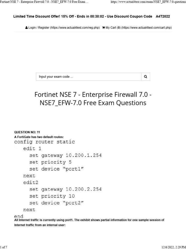 Fortinet NSE 7 - Enterprise Firewall 7.0 - 3 | PDF | Firewall ...