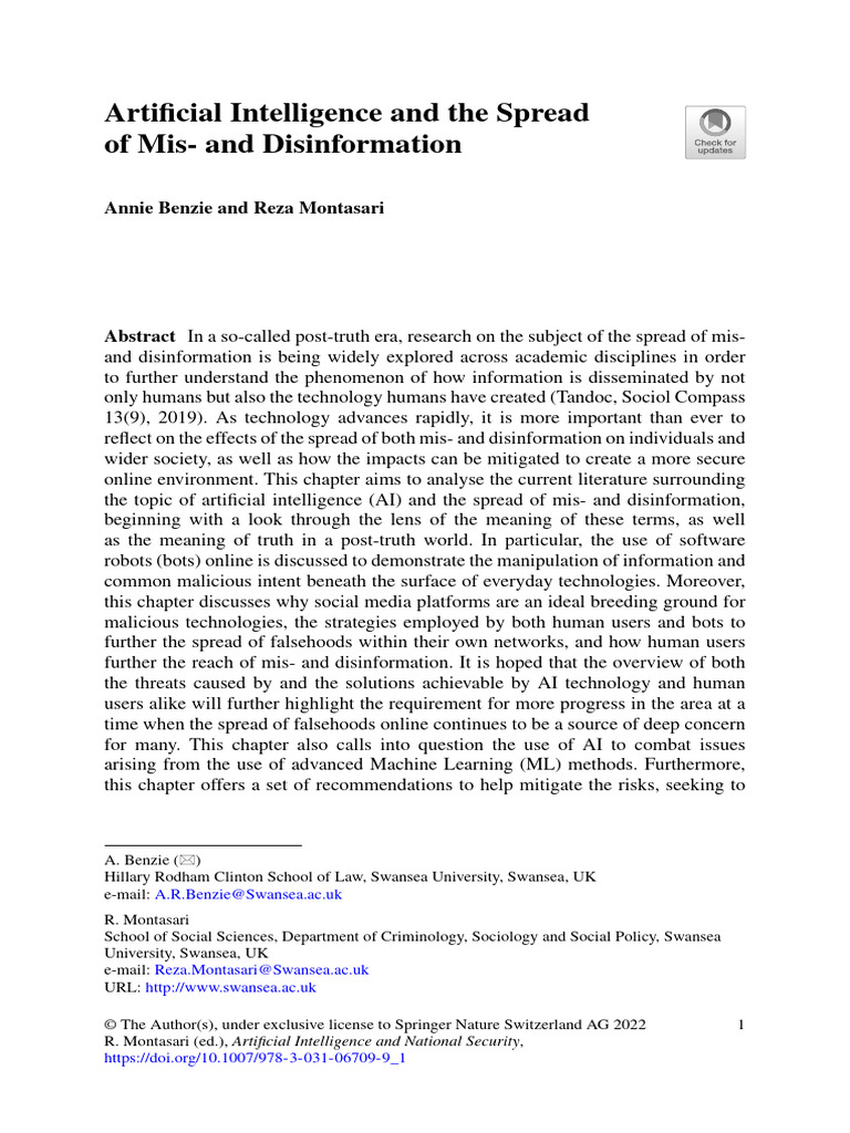 Montasari, Reza. Artificial Intelligence and National Security. Cham ...