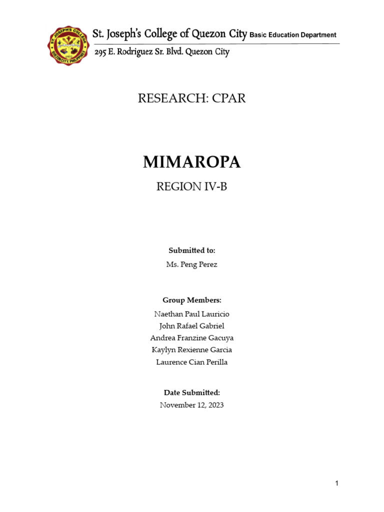 Cpar Research Pdf