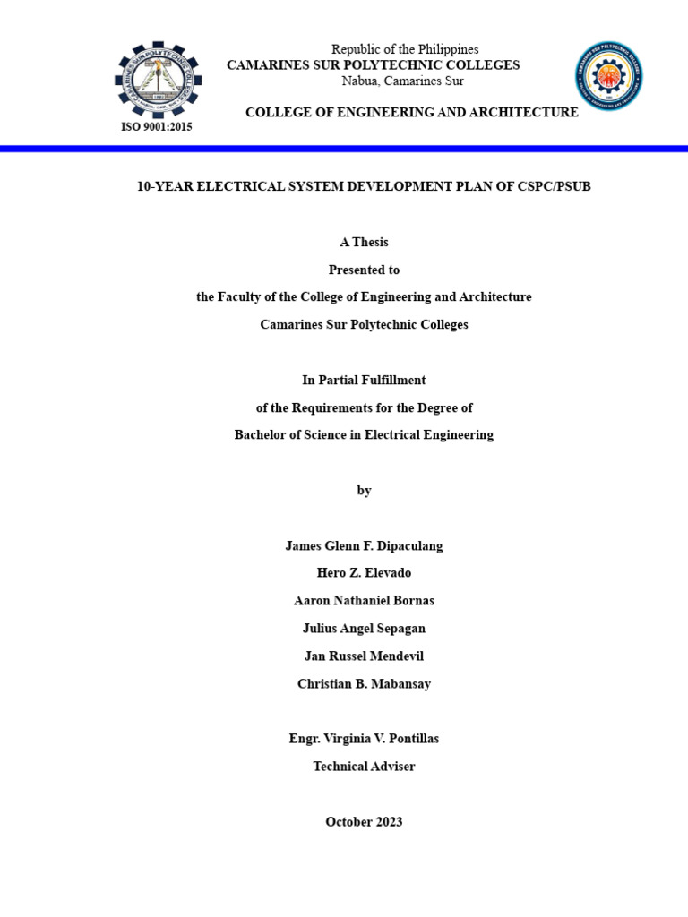 10-Year Electrical Plan for CSPC | PDF | Watt | Electric Power
