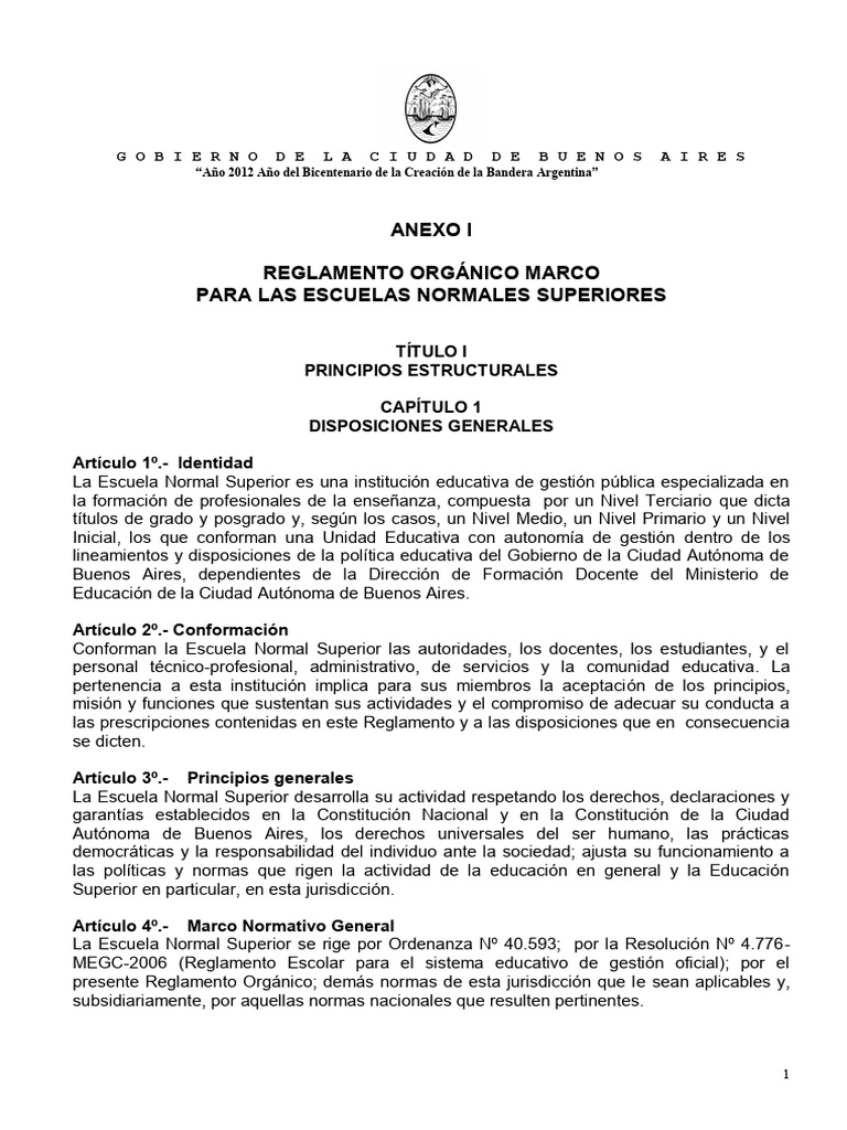 Reglamento Organico Marco | PDF | Educación más alta | Maestros