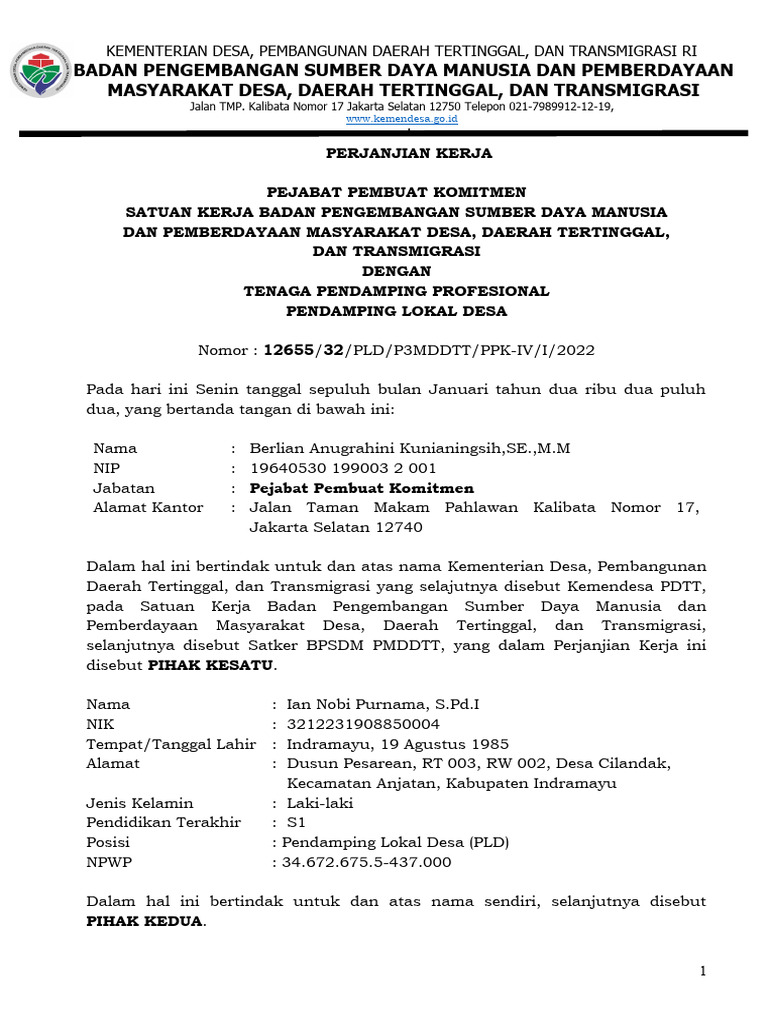 Contoh SPK Rev - PLD 2022 | PDF