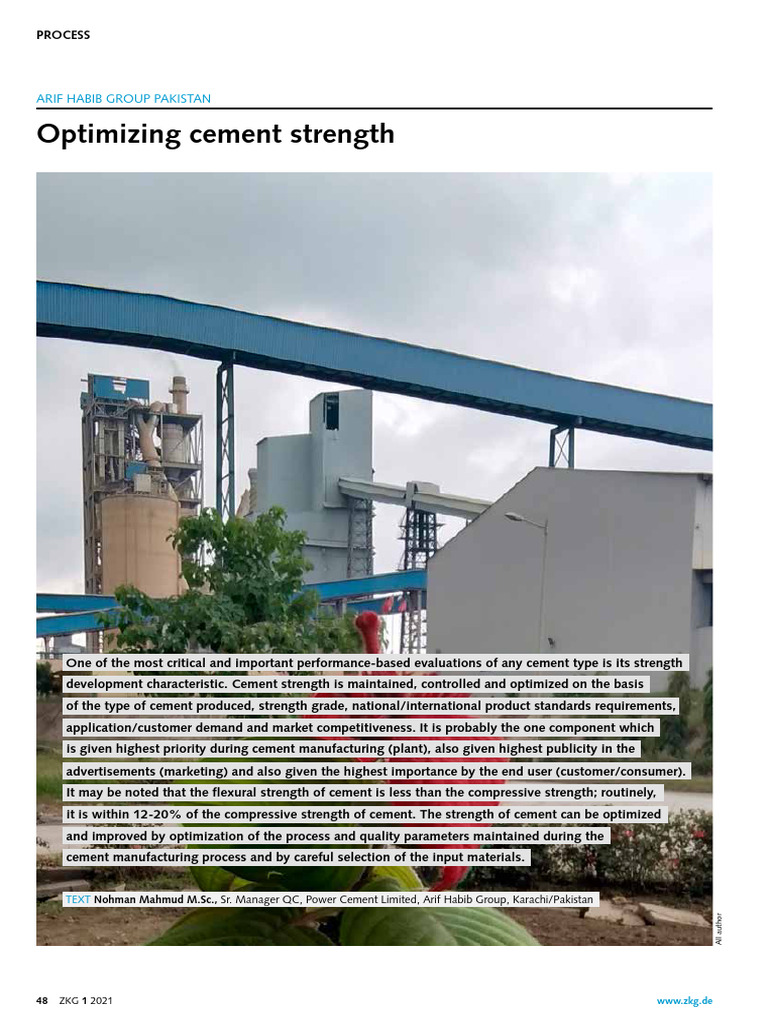 Optimizing Cement Strength ZKG Germany | PDF | Cement | Limestone