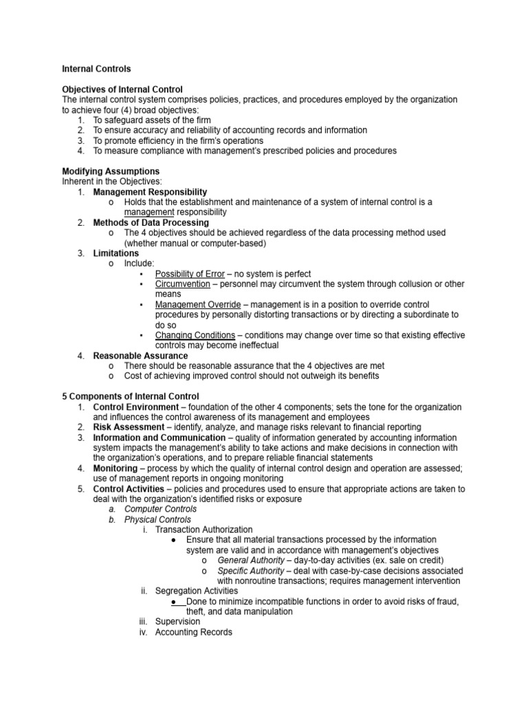 Internal Controls | PDF | Internal Control | Audit