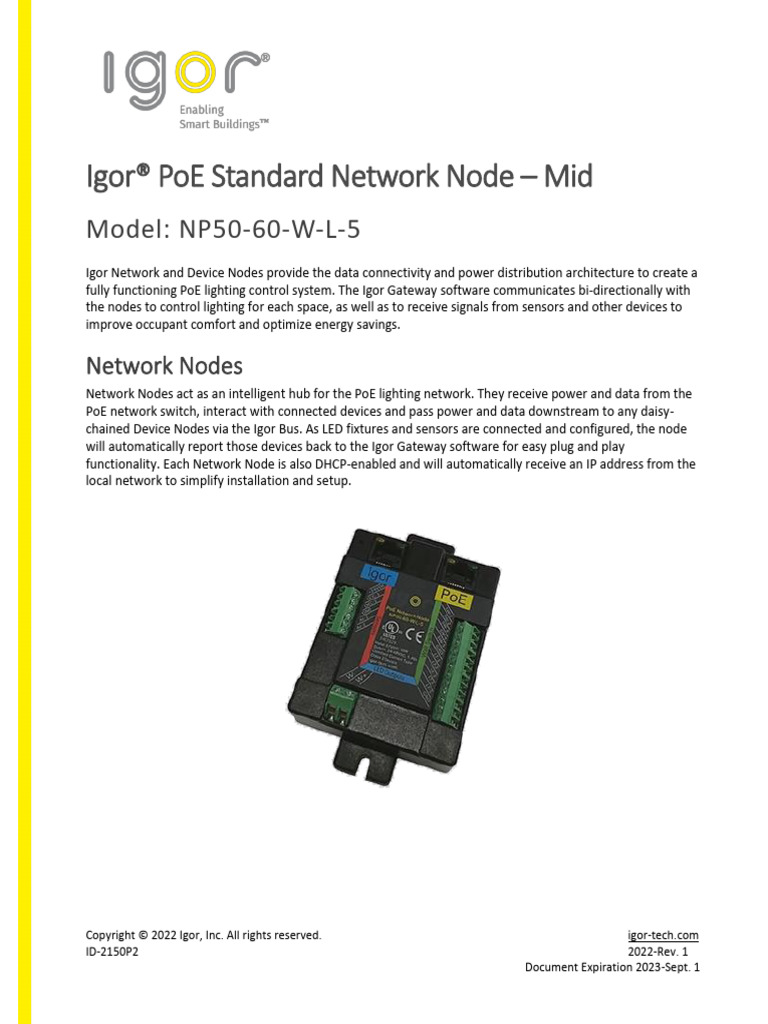ID-2150P2-Igor-PoE-Standard-Network-Node-Mid-Datasheet-2022-Rev. 1 | PDF | Computer Network ...