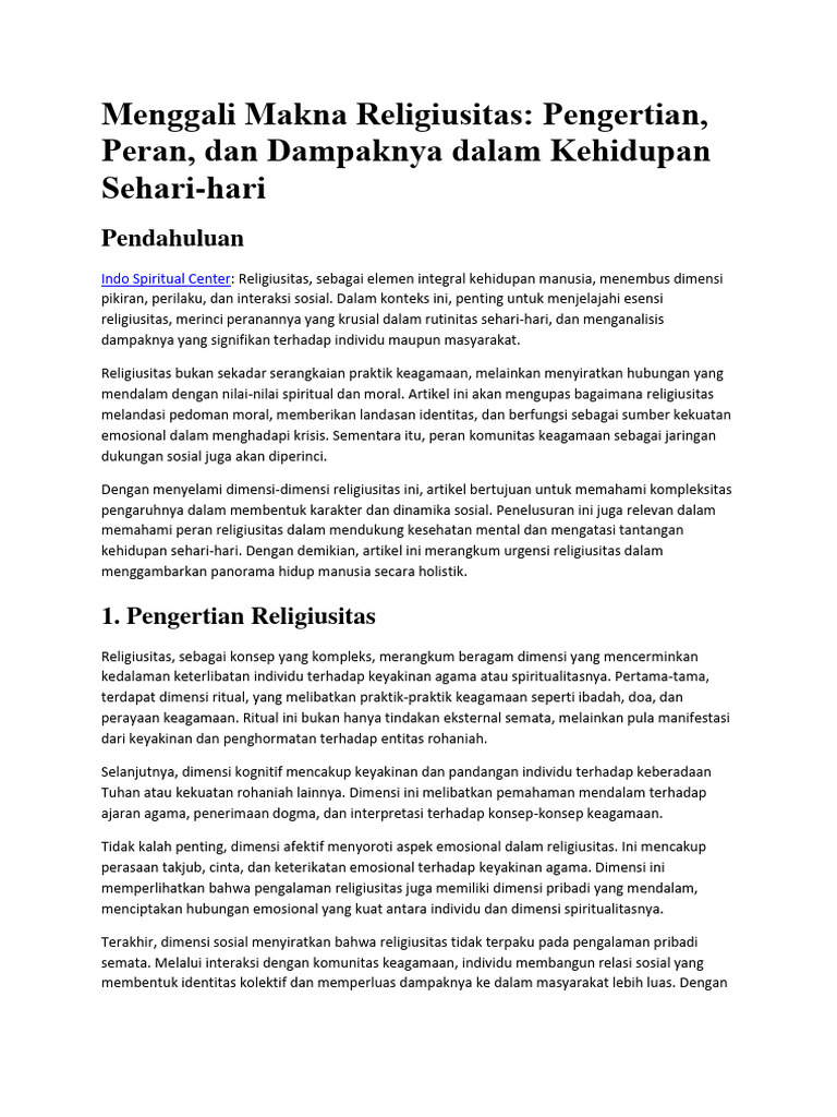 Makna dan Peran Religiusitas | PDF