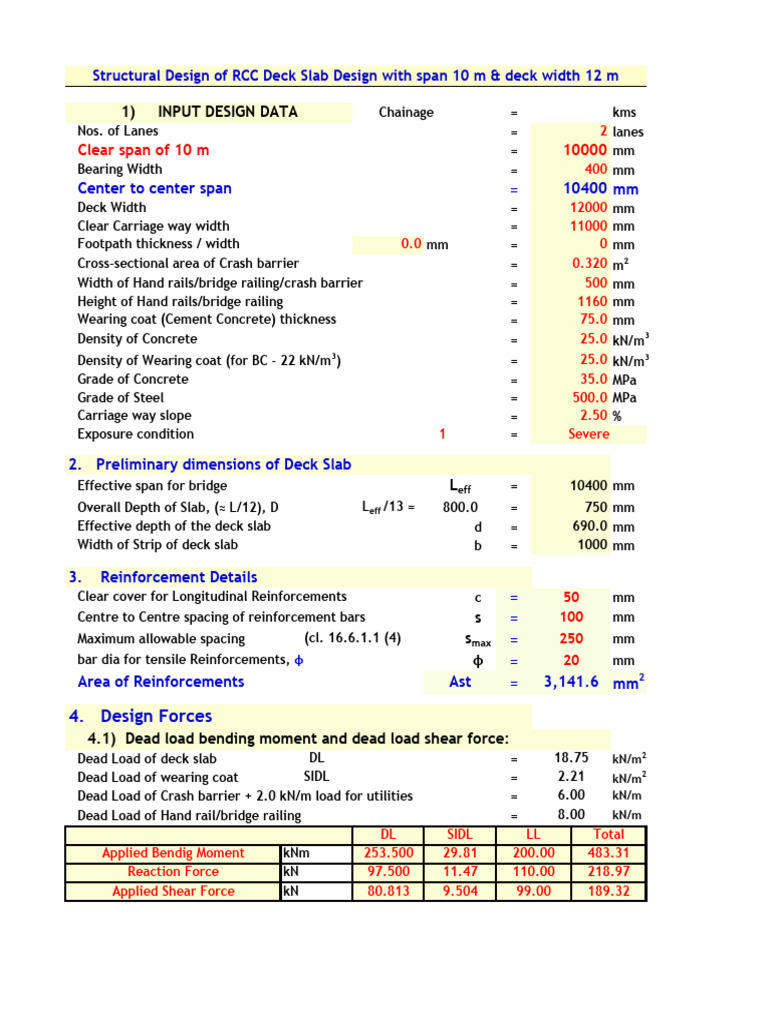 RCC Deck Slab Bridge Design Guide | PDF | Strength Of Materials | Bending