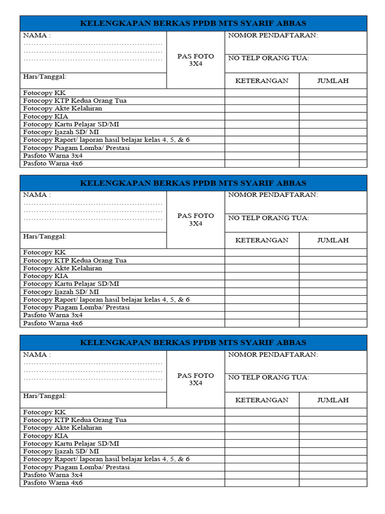 Kop Kelengkapan Berkas PPDB | PDF | Olahraga & Rekreasi