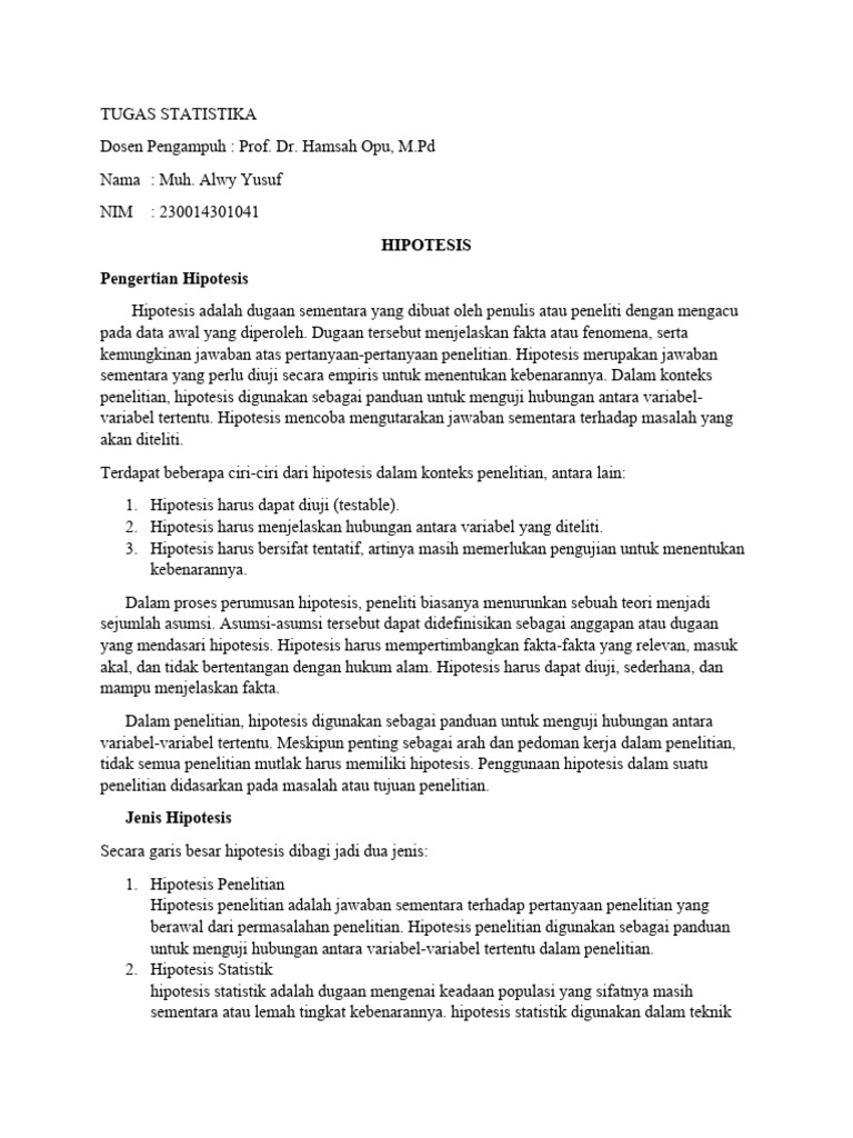 Panduan Hipotesis Penelitian | PDF