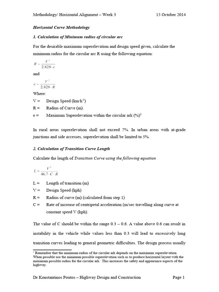 Horizontal Curve Methodology-3-1 | PDF | Mechanics