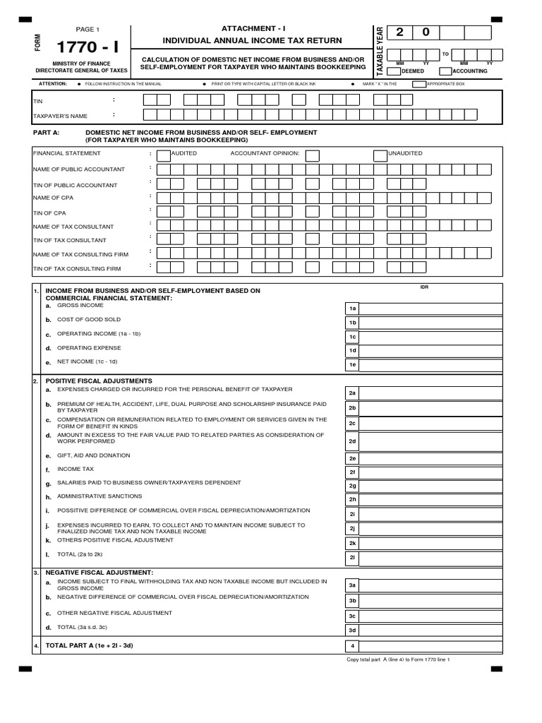 Form-1770-Attachment I Page 1 | PDF | Taxes | Income