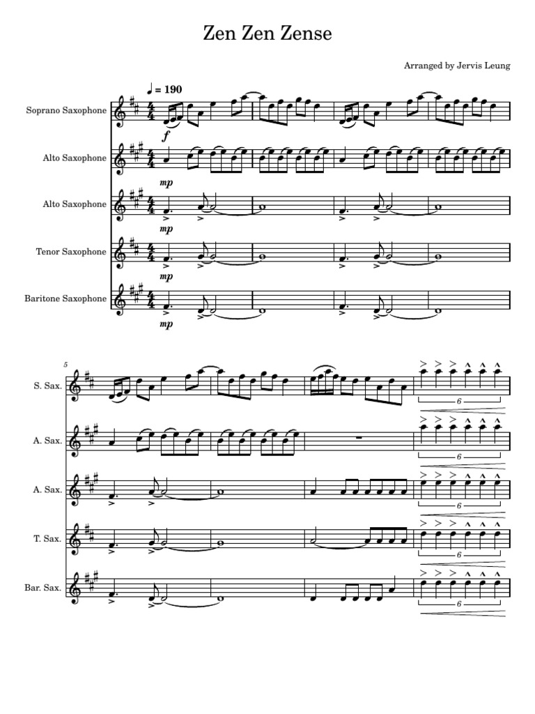 Zen Zen Zense-Score and Parts | PDF | Music Industry | European Musical Instruments