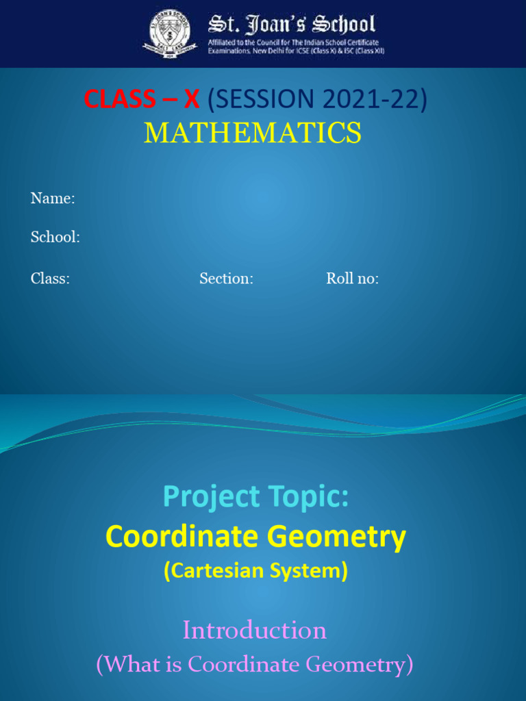 Class X Mathematics Project 1 Coordinate Geometry | PDF | Cartesian ...