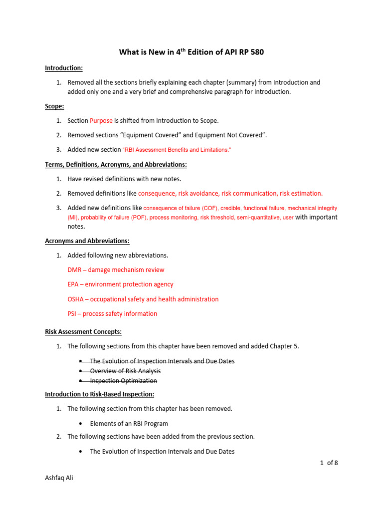 What Is New in 4th Edition of API RP 580 | PDF | Risk | Risk Management