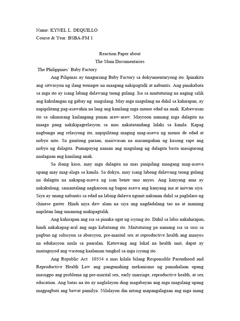 Dequillo Filipino Reaction Paper | PDF