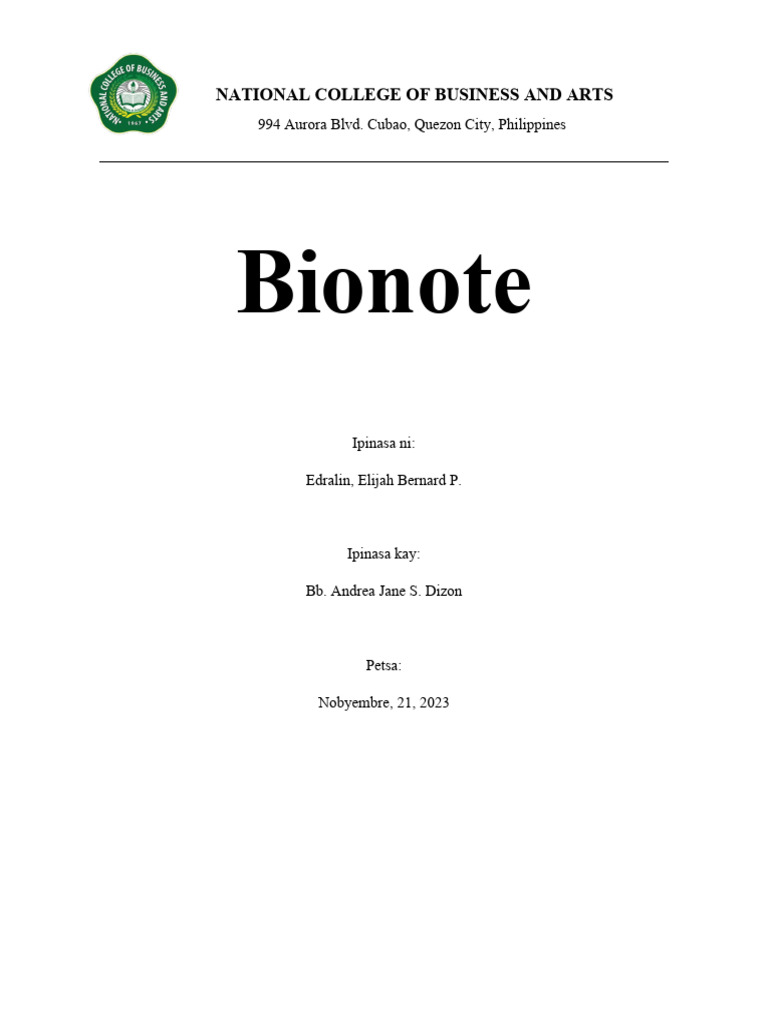 Bionote | PDF