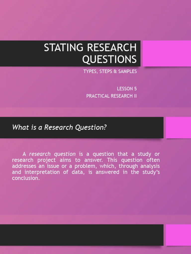 Lesson 5 Stating Research Questions | PDF | Human Communication ...