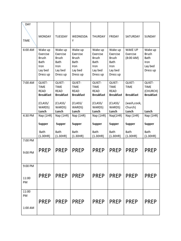 Personal Timetable 5th Year | PDF