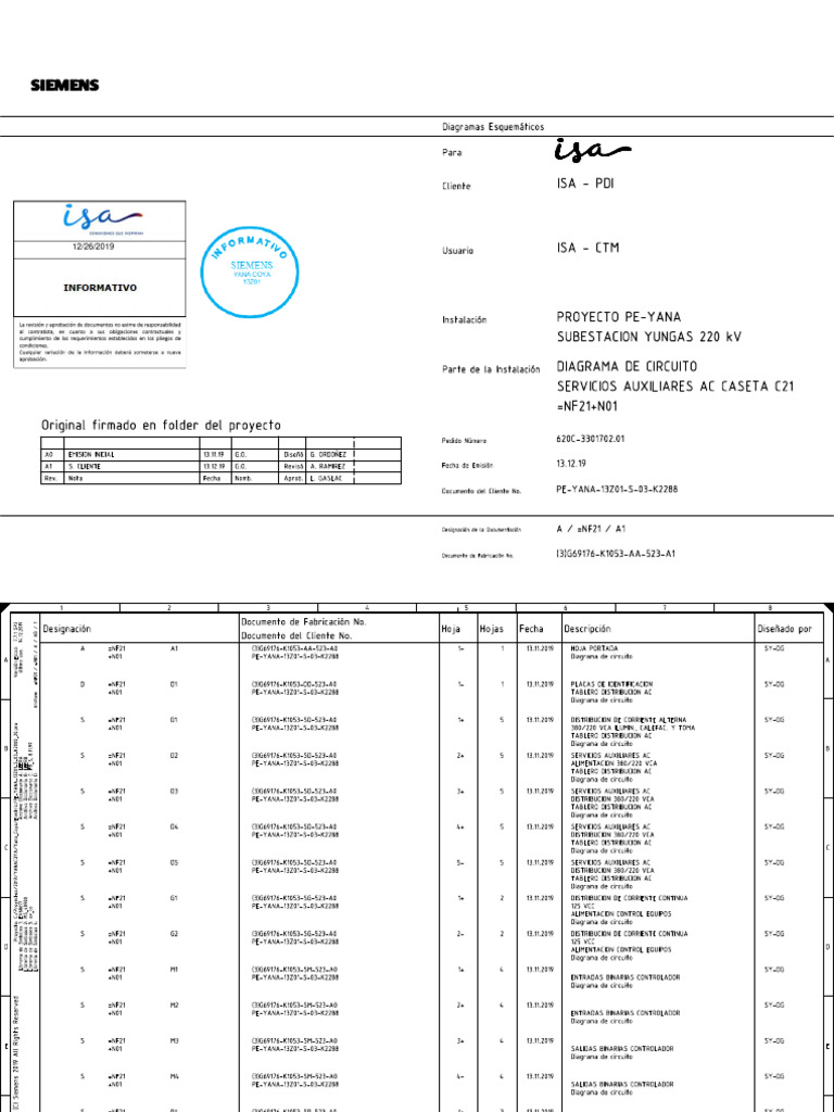 PE-YANA-13Z01-S-03-K2288-V1 - I - Caseta de Relés Diagramas de Circuito Servicios Auxiliares AC ...