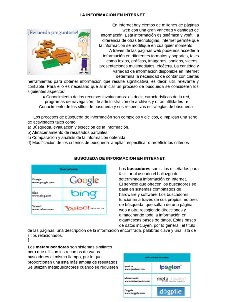 Busqueda de Informacion en Internet. | PDF | Internet | Red mundial Busqueda de Informacion en Internet. | PDF | Internet | Red mundial
