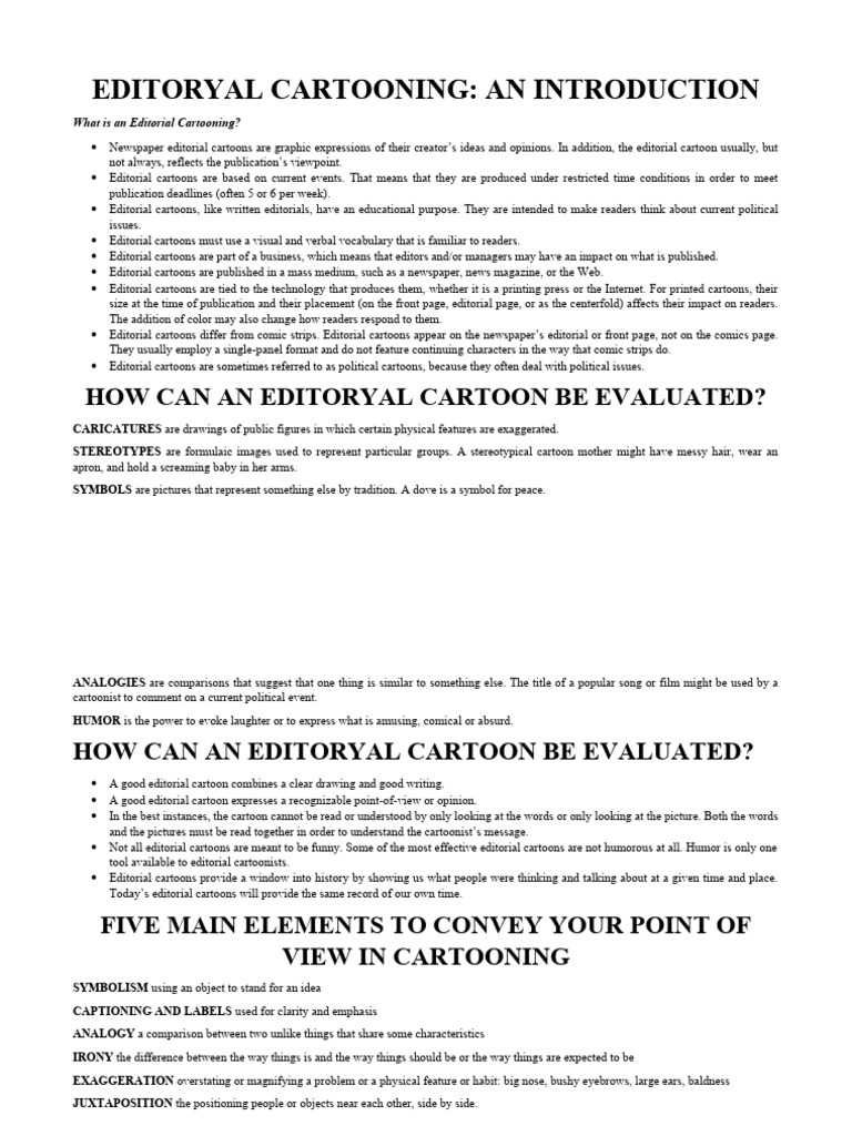 Editoryal Cartooning Lecture | PDF | Cartoon | Shadow