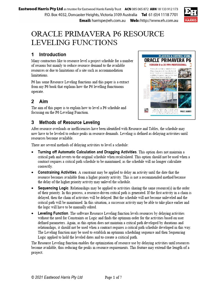 P6 Resource Leveling | PDF | Computing | Software Engineering