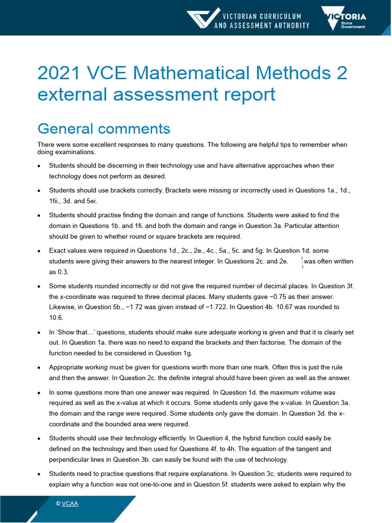 2021mathmethods2 Report | PDF | Average | Function (Mathematics)