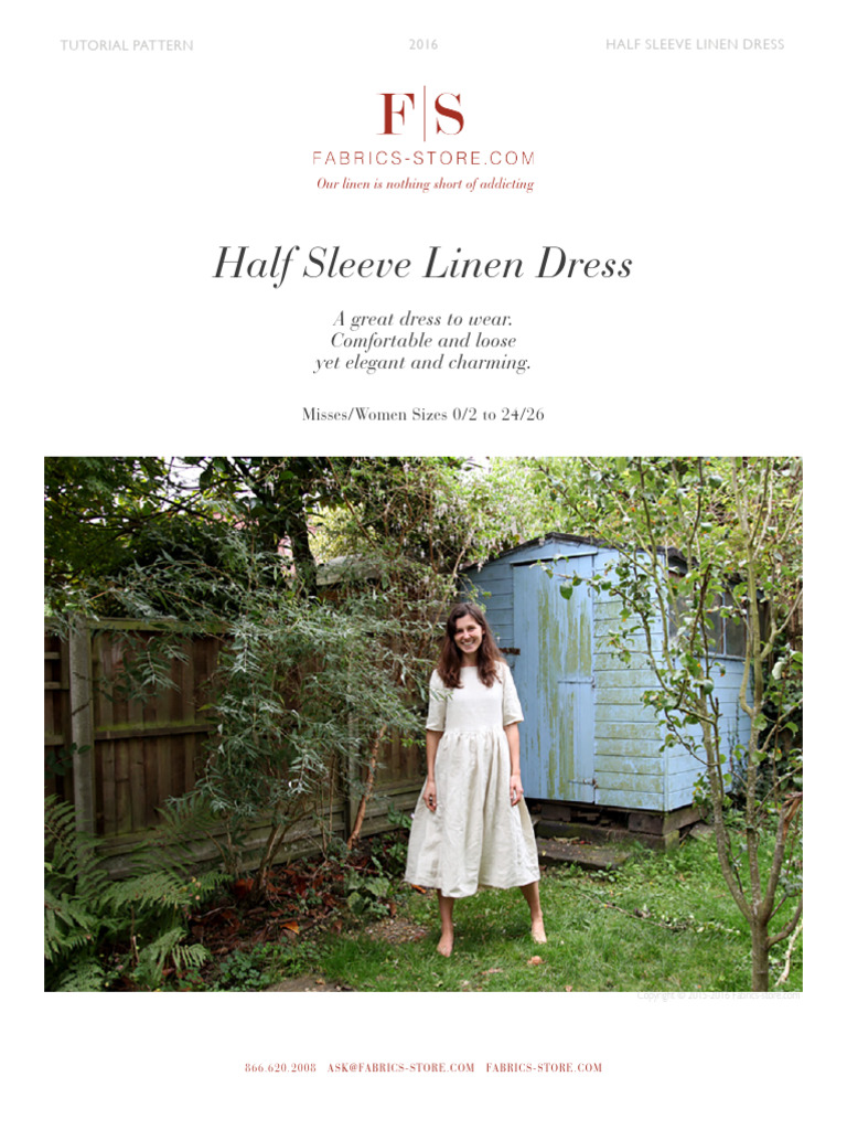 Fabrics-store-Cora - Half Sleeve Linen Dress-1 | PDF | Seam (Sewing ...