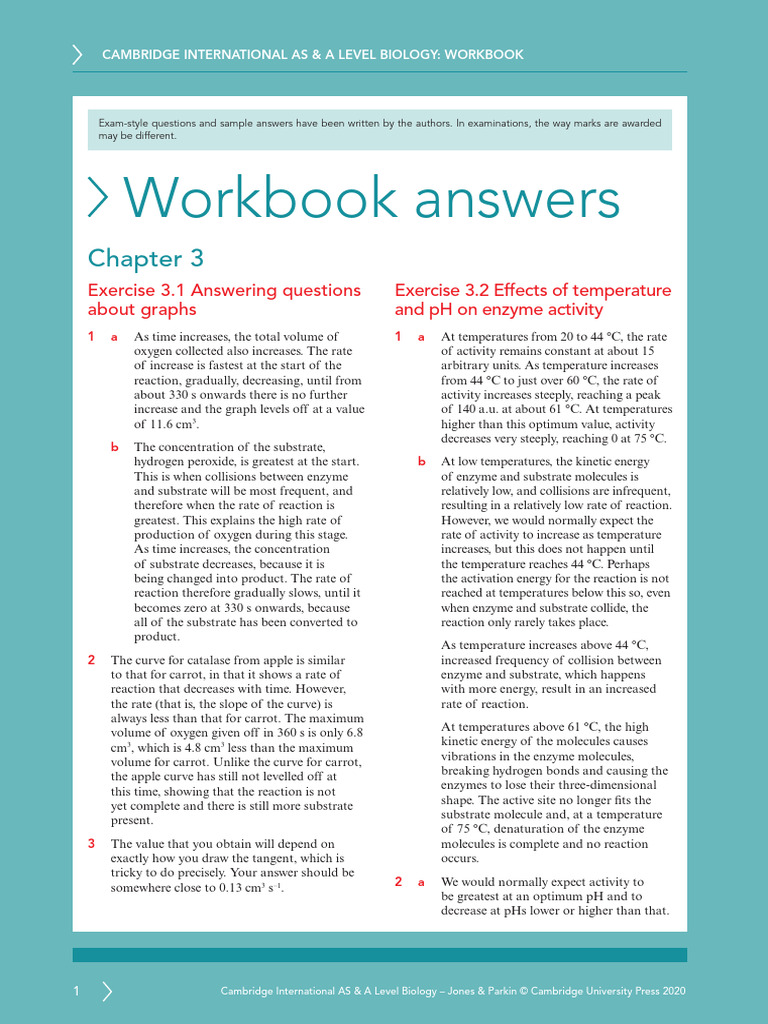 Exercise Answers 3 Asal Biology WB | PDF | Chemical Reactions | Enzyme