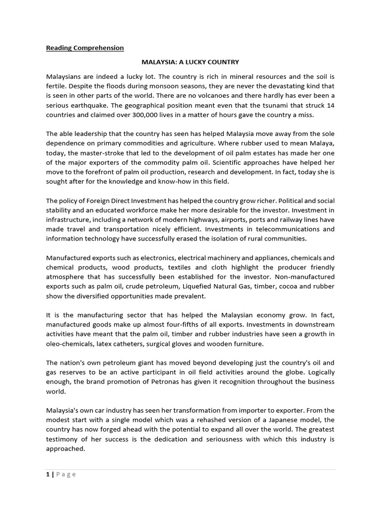 Reading Comprehension Exercise 2 With Answers Download Free Pdf