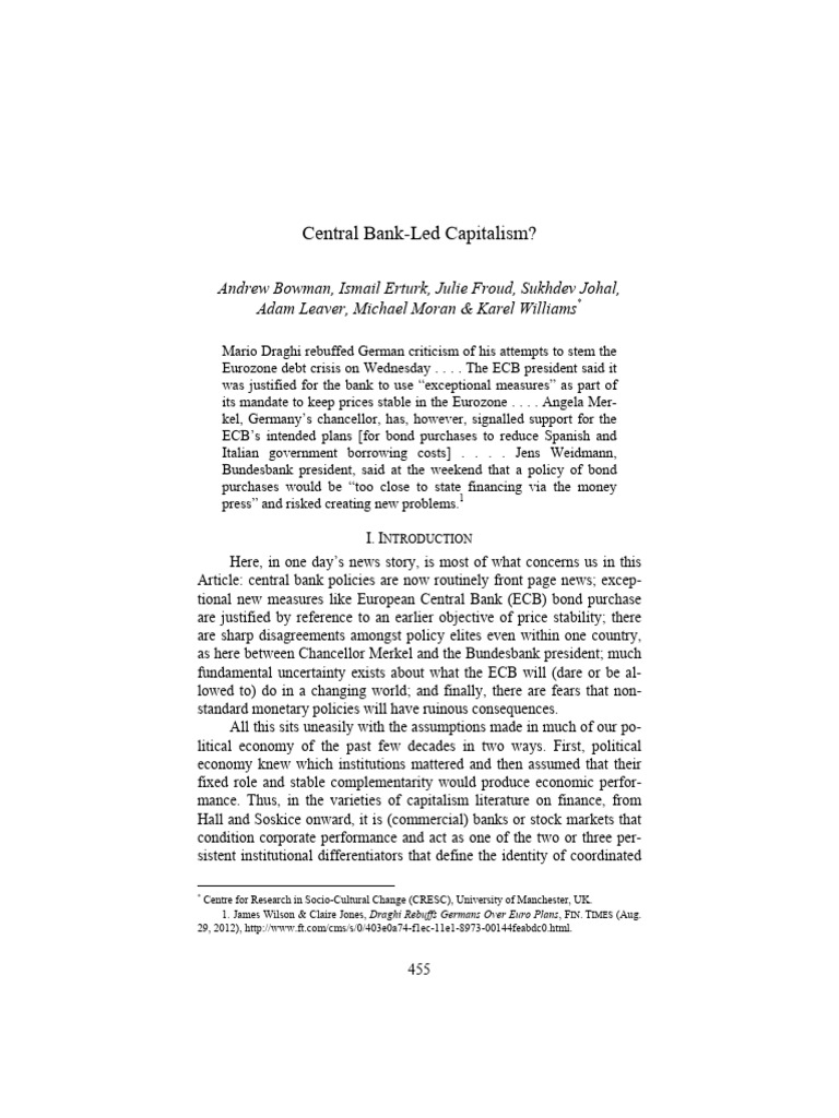 Central Bank-Led Capitalism | PDF | European Central Bank | Monetary Policy
