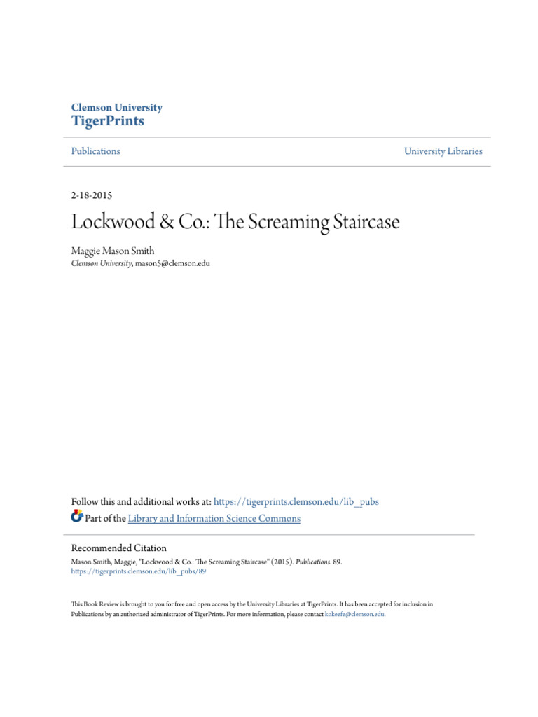 Lockwood & Co. - The Screaming Staircase | PDF
