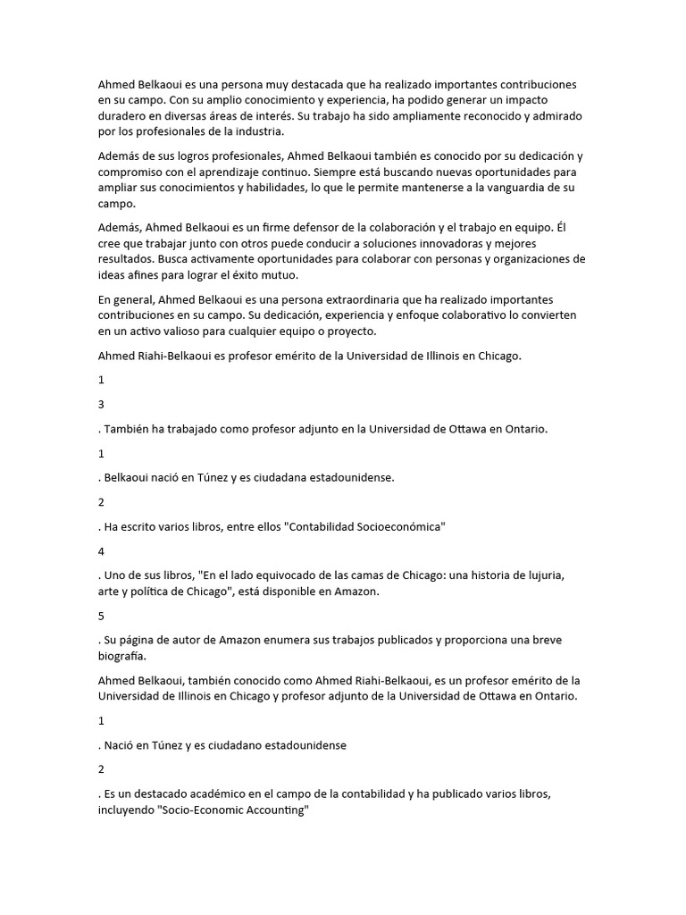 Ahmed Belkaoui Es Una Persona Muy Destacada Que Ha Realizado ...