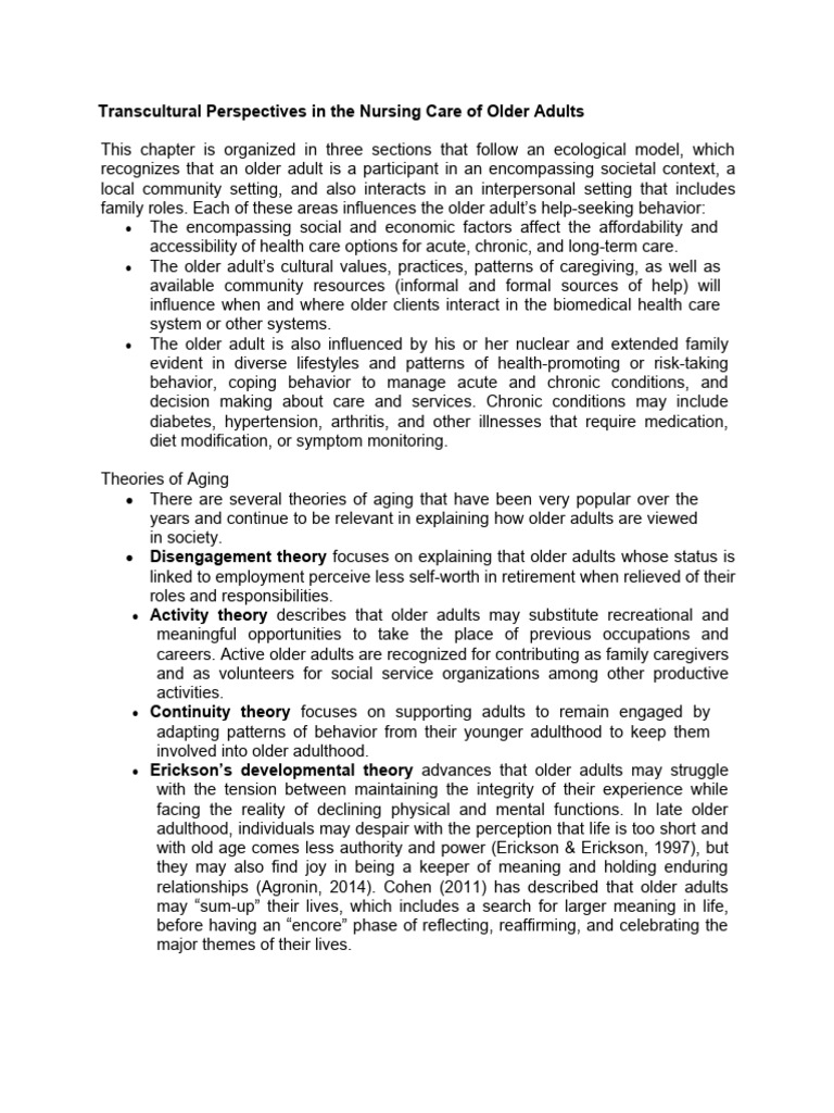 Group 3 Unit 8 Transcultural Perspectives in The Nursing Care of Older ...