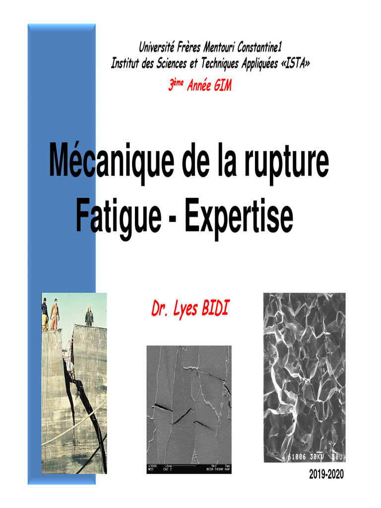 L3-GIM Cours Meca-Rupture 3eme GIM S6 | PDF | Fatigue (matériau) | Ingénierie