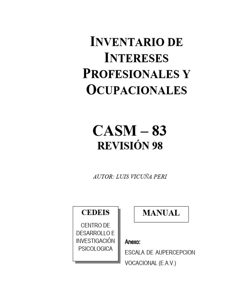 Manual del Inventario CASM-83 | PDF | Sicología