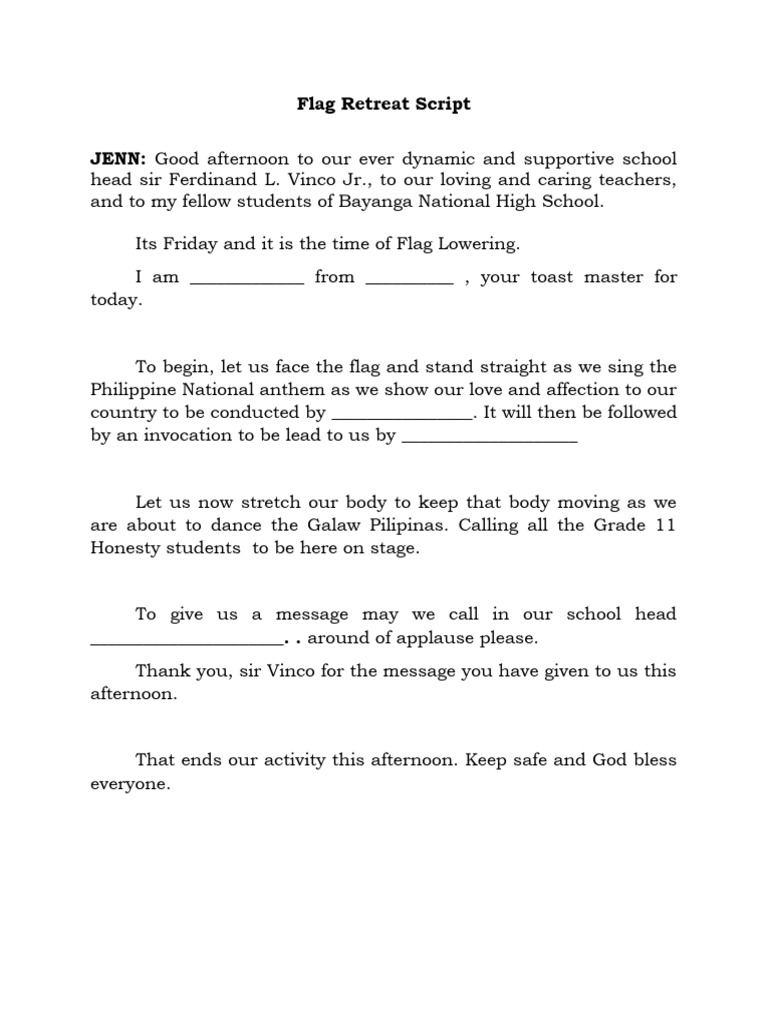 Flag Retreat Script | PDF